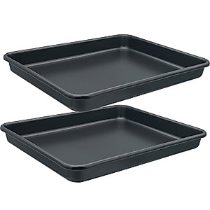 Small Cookie Sheets 11X9 Inch 2Pcs Mini Baking Pan Toaster Oven Tray Nonstick Thicken Brushed Carbon Steel Magnetic No Warp 1 to 2 Person Bakeware By HYTK