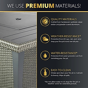 Mazatzal 28IN Square Propane Fire Pit Table 50,000 BTU Small Patio Gas Firepit Table Auto-Ignition Fire Table with Rust-Free Aluminum Tabletop and Weather Cover for Indoor Outside Deck Backyard