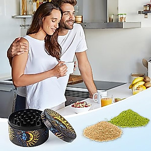 3 inch Large Grinder for Herb and Spice, Zinc Alloy Grinders (Sun and Moon Pattern)