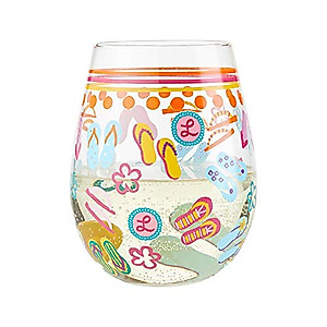 Enesco Designs by Lolita Flip Flops, 20 Ounce, Multicolor Stemless Wine Glass, 1 Count (Pack of 1)
