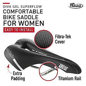 Selle Italia, Diva Gel Superflow, L, MTB and Road Bike Saddle, 270 x 152mm, Women, 285g