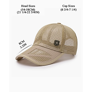 Marotow Full Mesh Baseball Cap for Men and Women, Unisex Breathable Full Mesh Baseball Cap, Summer Mesh Baseball Hat (Khaki)