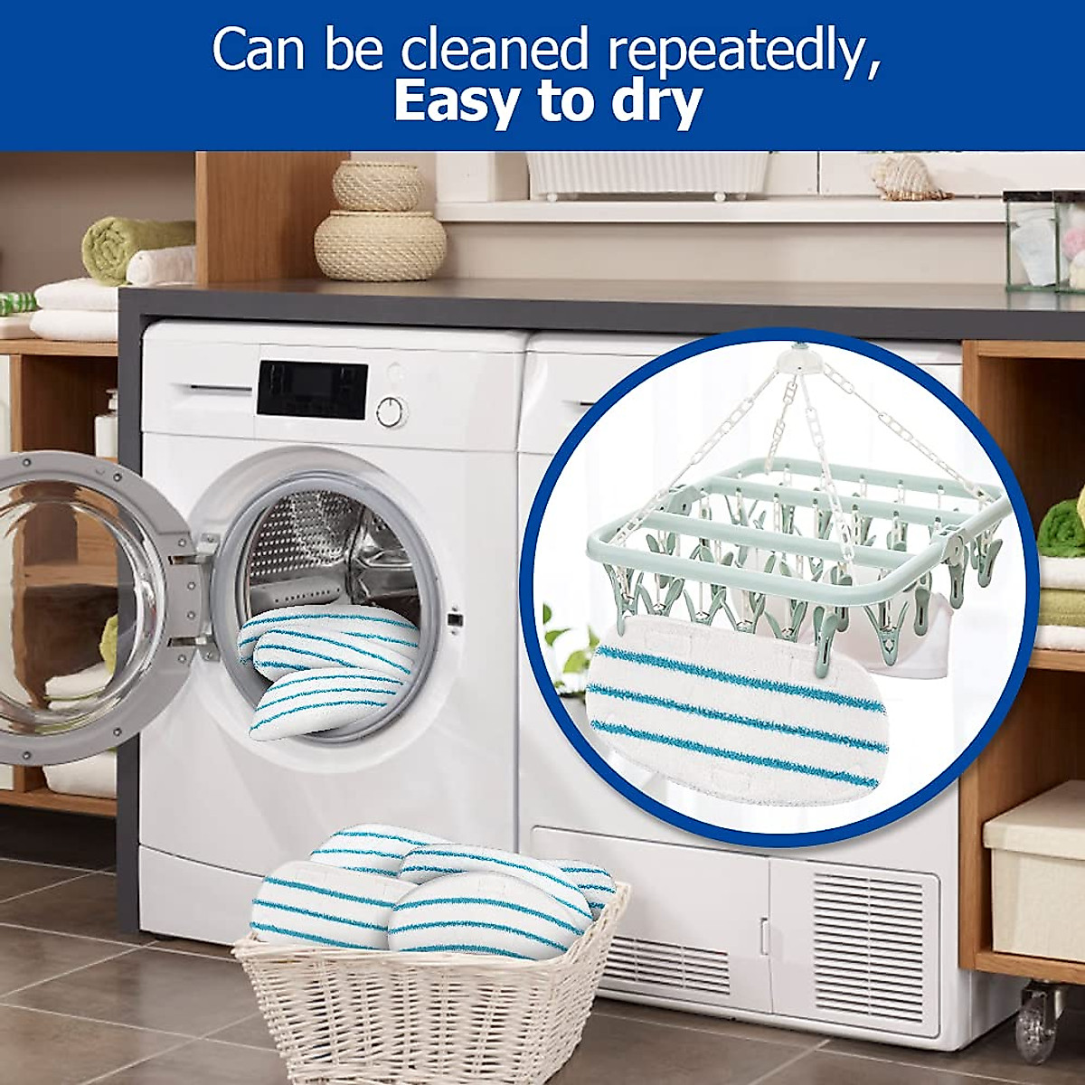 AneCom Replacement Steam Mop Pads Compatible with PurSteam ThermaPro 10-in-1 Steam Mop Washable Reusable Pads (6 Pack)