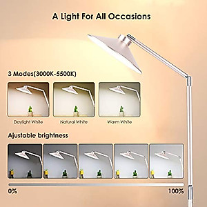 Wellwerks Swing Arm Desk Lamp, 12W Eye-Caring LED Desk Lamp with Clamp, Dimmable Desk Light with Timer and Memory Function, 3 Color Modes, Modern Architect Table Lamp for Task Study (Pink)
