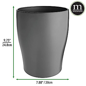 mDesign Metal Rubbish Bin – Round Waste Bin for The Kitchen, Bathroom and Office – Waste Paper Bin for The Entire Household – Grey