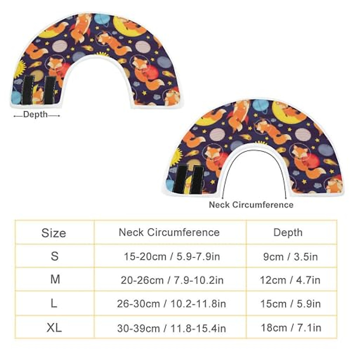 Cute Fox in Space Soft Dog Cone Collars Protective Adjustable Cat Recovery Collar to Stop Licking S