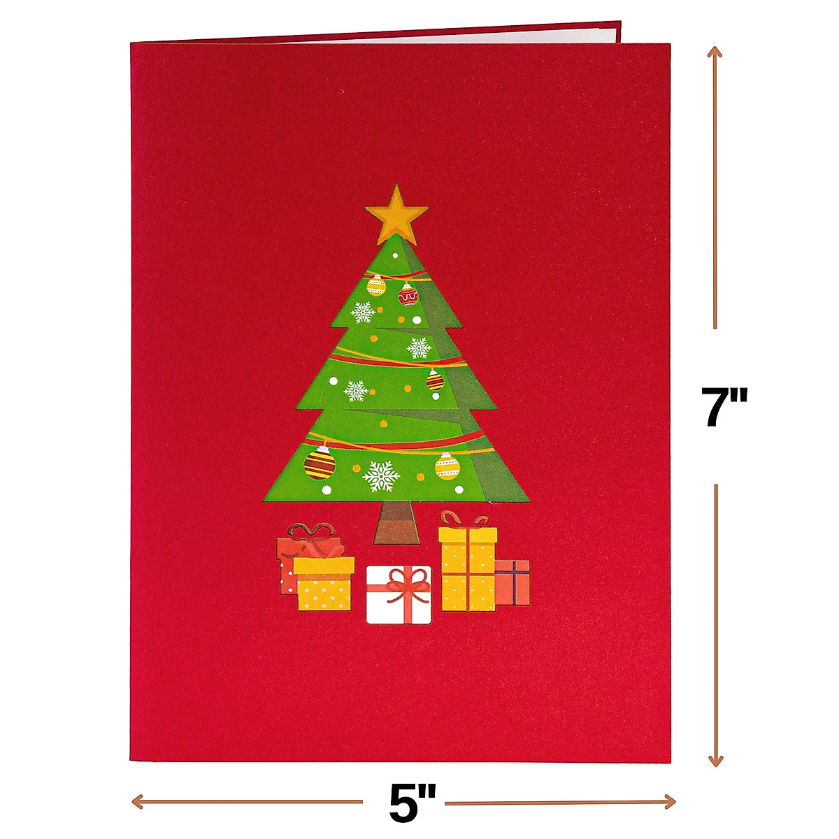 Paper Love Christmas Tree Pop Up Christmas Card, 3D Christmas Greeting Cards, For Christmas or Holidays - 5" x 7" Cover - Includes Envelope and Note Tag