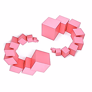 Adena Montessori Wonderfully Sensorial Teaching Toys for Children 2 3 Years Old - Montessori Small Pink Tower 0.7-7cm