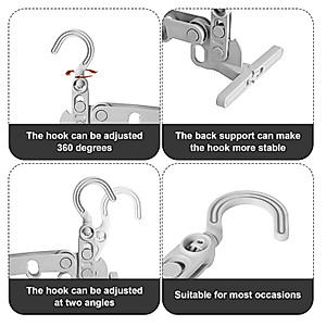 2pcs Folding Clothes Hanger, Portable Folding Hangers for Travel with 5 Holes Plastic Wall Mounted Laundry Drying Rack Coat Rack Clothes Accessories for Outdoor Camping Travel Bedroom Cabinets (Gray)