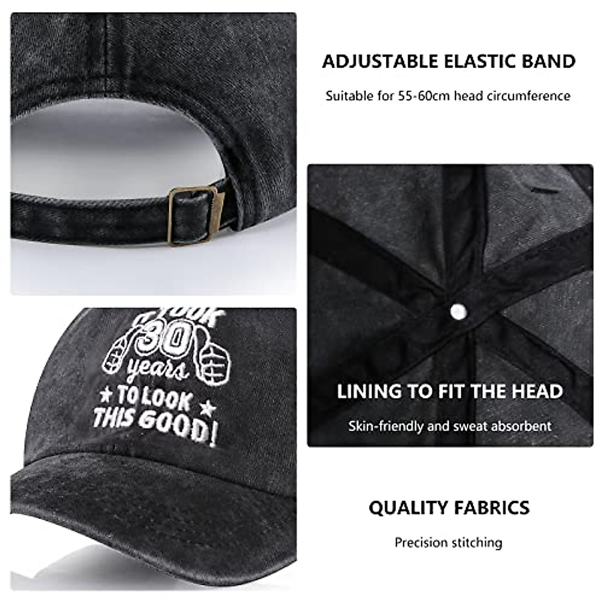 30th Birthday Gifts for Men Women, Vintage 30th Happy Birthday Gift Ideas Baseball Caps Adjustable, Funny 30th Washed Cotton Hats for Him Her Uncle Aunt Friends