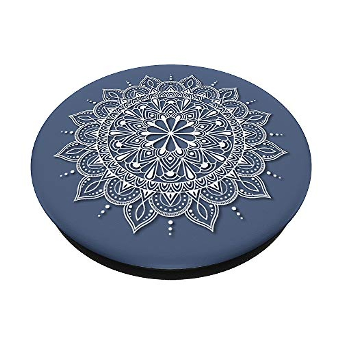 White Henna Mandala Floral Lace On Navy Blue Phone Popper PopSockets Swappable PopGrip