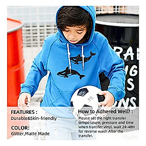 Black Glitter HTV Heat Transfer Vinly Roll for T Shirts- 12”x8ft Easy to Weed Cut Black Glitter Iron on Vinyl for Cricut Silhouette Cameo