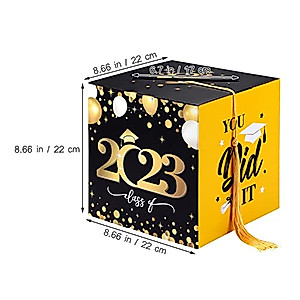 Amosfun Graduation Party Decorations 2023 Graduation Box Graduation Card Box 2023 Congrats Grad Card Box Class of 2023 Graduation Party Centerpiece, Yellow