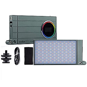 Godox M1 RGB Mini Creative Light,Led Video Light,13W 2500k-8500k Adjustable,CRI97 TLCT 97 RGB 0-360 Full Color,Music Beats Light Function and 40 FX Lighting Effects with Aluminum Alloy Shell(Green)