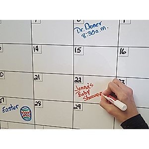 Everase Re-Stic Dry Erase Self-Adhesive Peel & Stick Surface Monthly Calendar | Wall Planner (24 x 36 in.) FREE Marker & Cloth | Organizer, Walls, Doors, Offices | Premium Quality Removable Surface