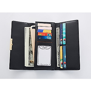 CYANB Soft Leather Trifold Multi Card Holder Wallet, Elegant Clutch Long Purse for Women Ladies