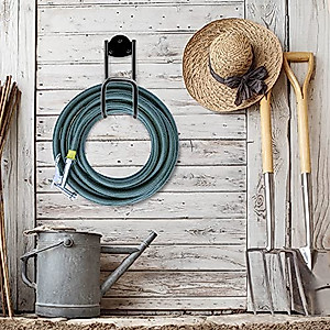 Wall Mount Hose Holder - Garden Water Hose Holders for Outside/Heavy Duty and Durable Hand-Forged Water Hose Hanger Rack (1, M)