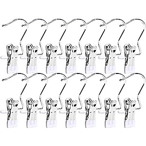Frezon 15 Pack Boot Hanger for Closet, Laundry Hooks with Clips, Boot Holder, Hanging Clips, Portable Multifunctional Hangers Single Clip Space Saving for Jeans, Hats, Tall Boots, Towels(White)