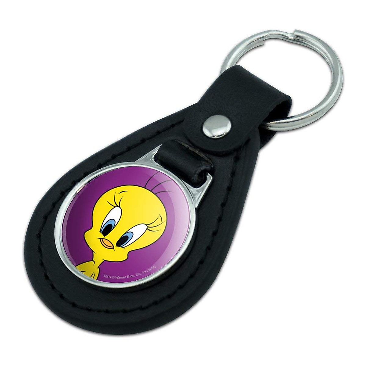 GRAPHICS & MORE Black Leather Looney Tunes Tweety Bird Keychain