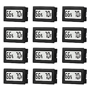 12 Pack Mini Small Digital Hygrometer Thermometer Indoor Temperature and Humidity Meter Gauge with Temp Humidity Sensor Monitor Fahrenheit (℉) for Jars,Home,Room