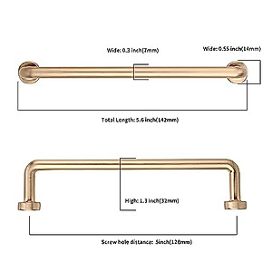 Asidrama 10 Pack 5 Inch(128mm) Brushed Brass Kitchen Cabinet Handles, Cabinet Pulls Kitchen Cabinet Hardware for Cupboard Drawer Pulls