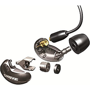 Shure SE215 PRO Wired Earbuds - Professional Sound Isolating Earphones, Clear Sound & Deep Bass, Single Dynamic MicroDriver, Secure Fit in Ear Monitor, Plus Carrying Case & Fit Kit - Black (SE215-K)