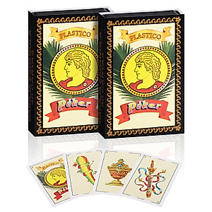 2 Decks Spanish Playing Cards Cartas Españolas, Baraja Española, Briscas Cards Puerto Rico, Mexican Playing Cards, Plastico Spanish Cards, Barajas Espanolas Plasticas(with Playing Card Boxes)