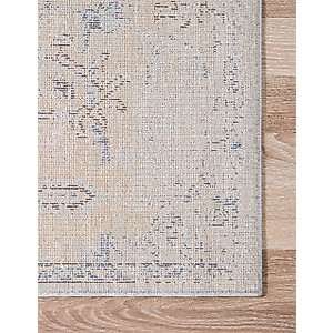 Unique Loom Augustus Collection Rustic Traditional, Bohemian Area Rug, 3' 3" x 5' 3", Tan/Blue