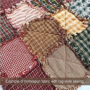 Nutmeg Brown Cotton Homespun Plaid Fabric by JCS - Sold by The Yard