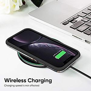 Dutyway for iPhone XR Marble Case, Cute Gold Glitter Phone Cases for iPhone 10xr, Heavy Duty Rugged Bumper Shockproof Protective Soft Rubber Hard PC Cover for Women Men (Black)