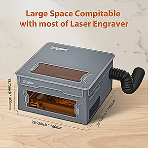 ATEZR Enclosure for Laser Engraver with Pipe and Exhaust Fan, 29.92x28.74x15.75 Inch Foldable Flame Retardant Laser Engraving Machine Protective Cover for Most Laser Cutter Machine
