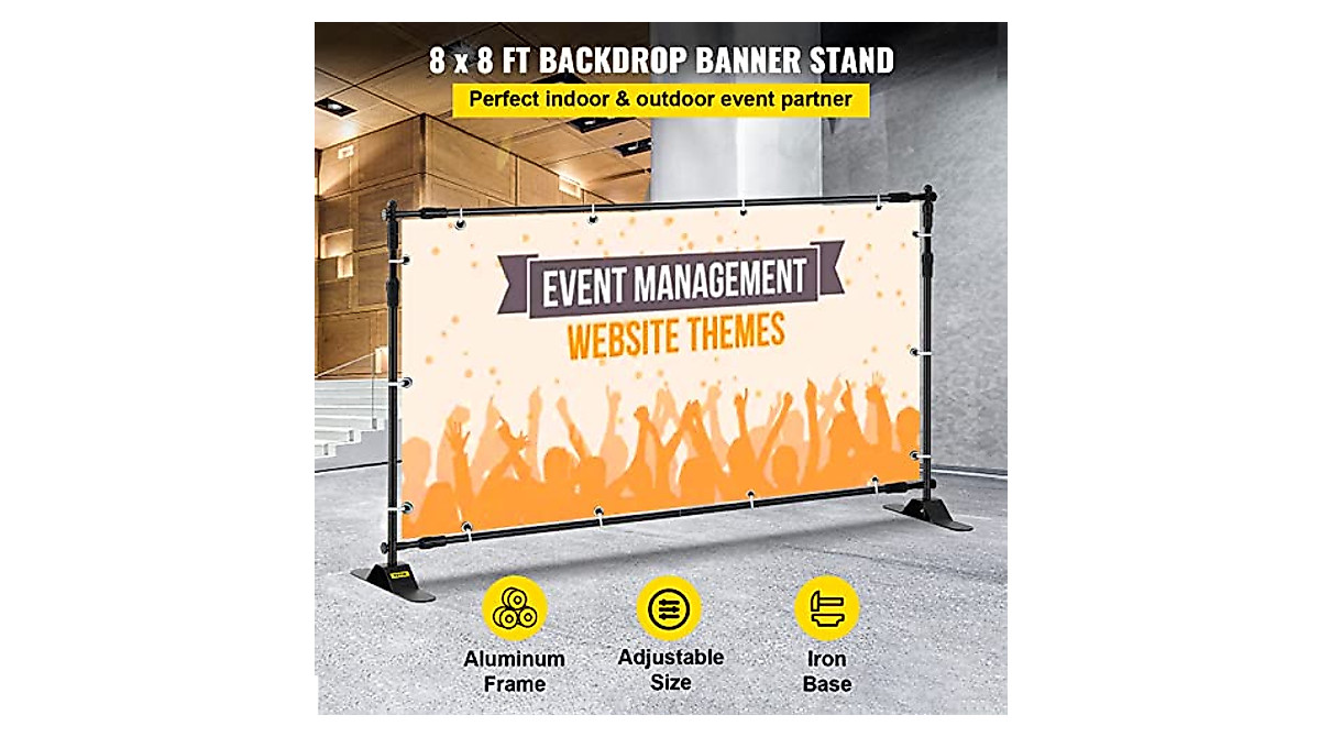 VEVOR 8x8 Ft Adjustable Portable Banner Backdrop Stand