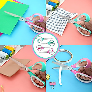 KUONIIY Scissors,Craft Scissors Bulk Pack of 4,Ultra Sharp Blade Scissors,Comfort-Grip Handles,Multipurpose Sharp Scissors for Office Home School Sewing Fabric Craft Supplies