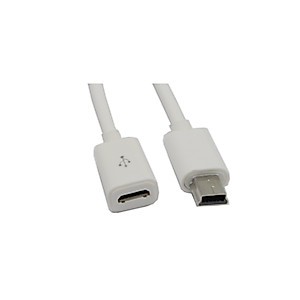 zdyCGTime Micro USB to Mini USB Extension Cable Micro USB Female to Mini USB Male Charging & Sync Adapter Cable Cord(2 Pack White