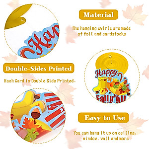 HOWAF Hello Fall Thanksgiving Pumpkin Hanging Swirls,30 Pack No DIY Fall for Jesus Autumn Harvest Foil Ceiling Swirl for Thanksgiving Fall Party Supplies, Fall Hanging Streamer