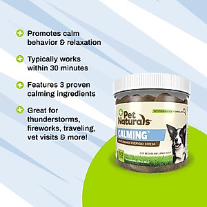 Pet Naturals Calming for Medium and Large Dogs, 30 Chicken Flavored Chews - Works in 30 Minutes, Anxiety Relief for Dogs, Vet Recommended