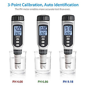 Dr.meter pH Meter, Upgraded 0.01 Resolution High Accuracy PH Tester with Backlit Two-Color LCD Display and ATC, 0-14pH Measurement Range with Data Hold Function Digital pH Tester Pen-PH838