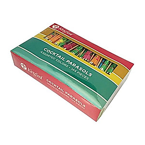 KingSeal Umbrella Parasol Cocktail Picks, Cupcake Toppers, 4 Inch, Assorted Colors - 1 pack of 144 each