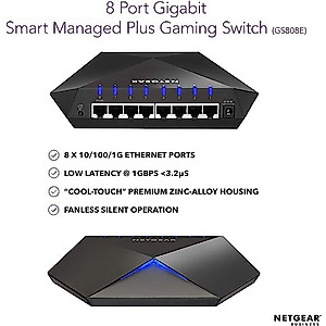 NETGEAR Nighthawk S8000 Gaming & Streaming Advanced 8-Port Gigabit Ethernet Switch (GS808E) Renewed