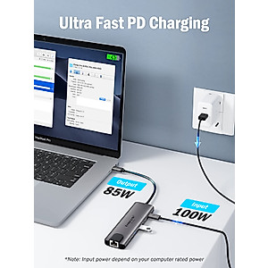 Lemorele USB C Hub 4K 60Hz, 6 in 1 USB C Multiport Adapter w/4K HDMI, 2 USB-A 3.0, Gigabit Ethernet, 100W PD, USB C 3.0 5Gbps Data Port for MacBook Pro/Air M1 2020, iPad Pro 2021 /Mini 6, Surface Pro