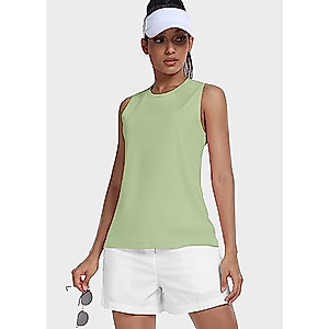 Hiverlay Workout Tank Tops for Women Loose Sleeveless Athletic Exercise Sports Gym Muscle Running Shirts Green s