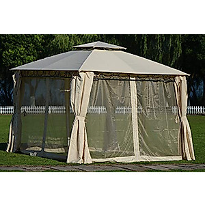 Tensun 10.6x10.6Ft Gazebo, Outdoor BBQ Gazebo Tent with UV Protection/Easy Assembly, Outdoor Canopy Tent with Mosquito Netting for Family Parties Outdoor Activities, Beige
