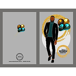 6 Pack African American Birthday Greeting Cards, Masculine Birthday Card, Black Men King Happy Birthday card for Husband