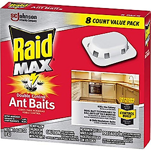 Raid Max Double Control Ant Baits, Household Use Defense System to Control Bugs, Dual Bait Technology, 8 CT (Pack of 3)