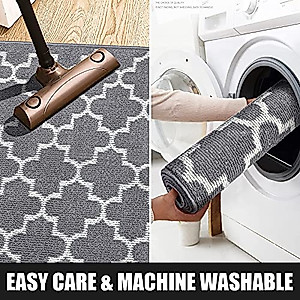 Indoor Doormat 36"x 59", Absorbent Front Back Door Mat Floor Mats, Rubber Backing Non Slip Door Mats Inside Entrance Door Runner Rug Mud Dirt Trapper, Machine Washable Low Profile-Grey Lantern