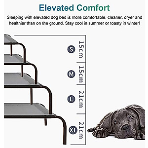 LXLA Original Elevated Dog Cot Bed with Removable Bolsters, Raised Dog Cots for Cats and Small Medium Dogs, Easy Assemble, Black (Size : XL 122×72×21cm)