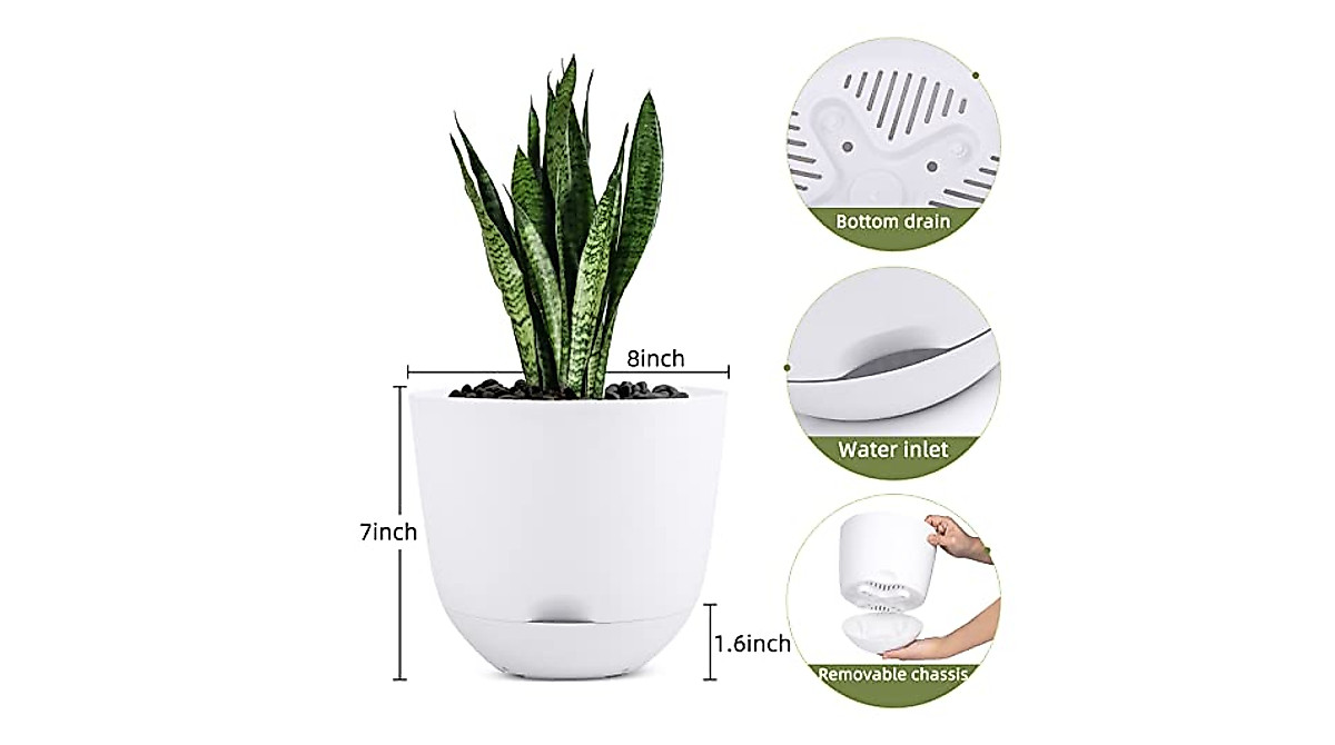 QCQHDU Self Watering Plant Pots - 3 Pack, 8 Inch