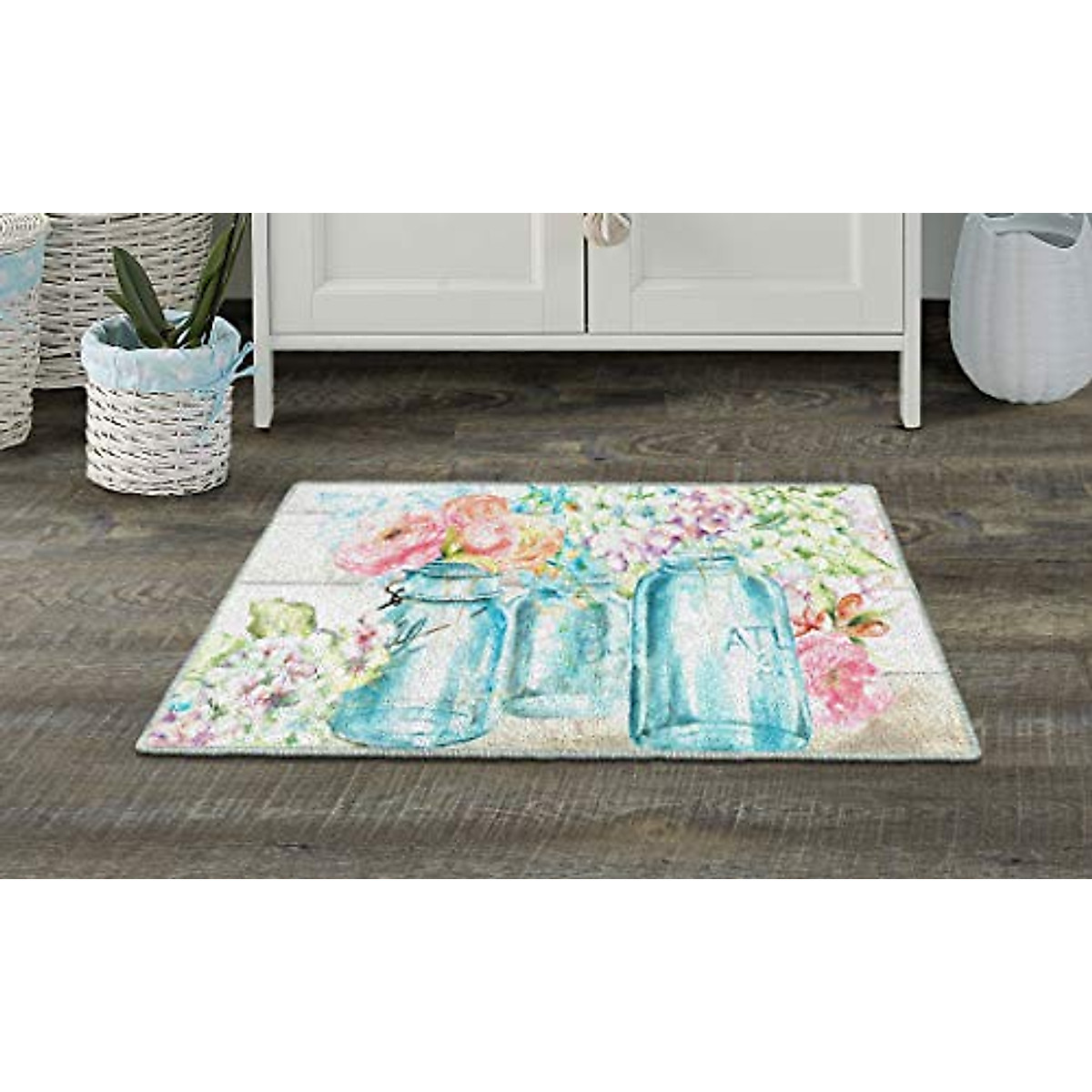 Brumlow Mills Colorful Flowers In Mason Jar Area Rug for Kitchen, Entryway Rug, Living Room or Bedroom Carpet, 1'8" x 2'10", Multi