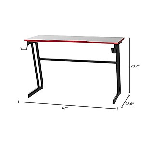 wonline Gaming Desk 47 inch PC Computer Desk Home Office Desk Gaming Table Z Shaped Gamer Workstation with Cup Holder and Headphone Hook Black