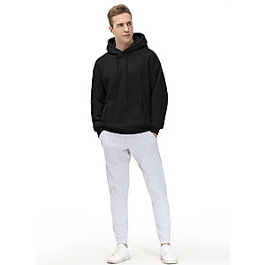 THE GYM PEOPLE Men's Fleece Pullover Hoodie Loose Fit Ultra Soft Hooded Sweatshirt With Pockets Black